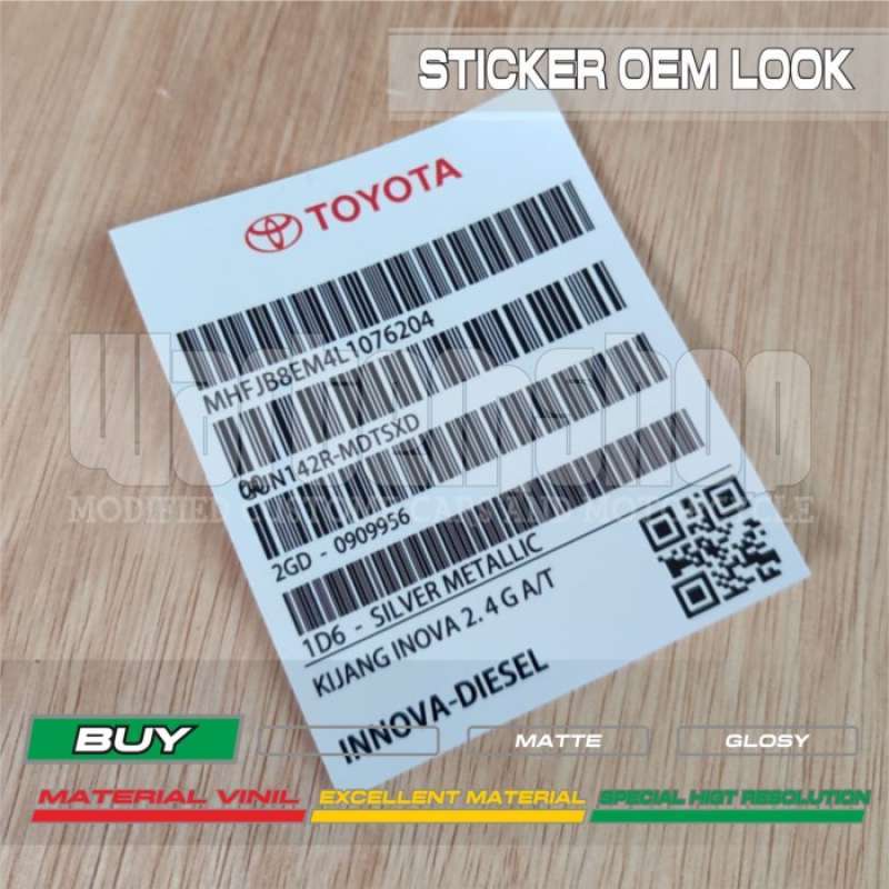 Jual Sticker Barcode Toyota Innova Fortuner All Gen - 1 Di Seller ...