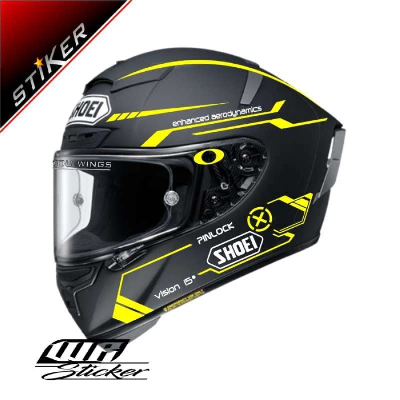 Jual Stiker Cutting Helmet Fullface Satu Set Motif Minimalis - Kuning ...