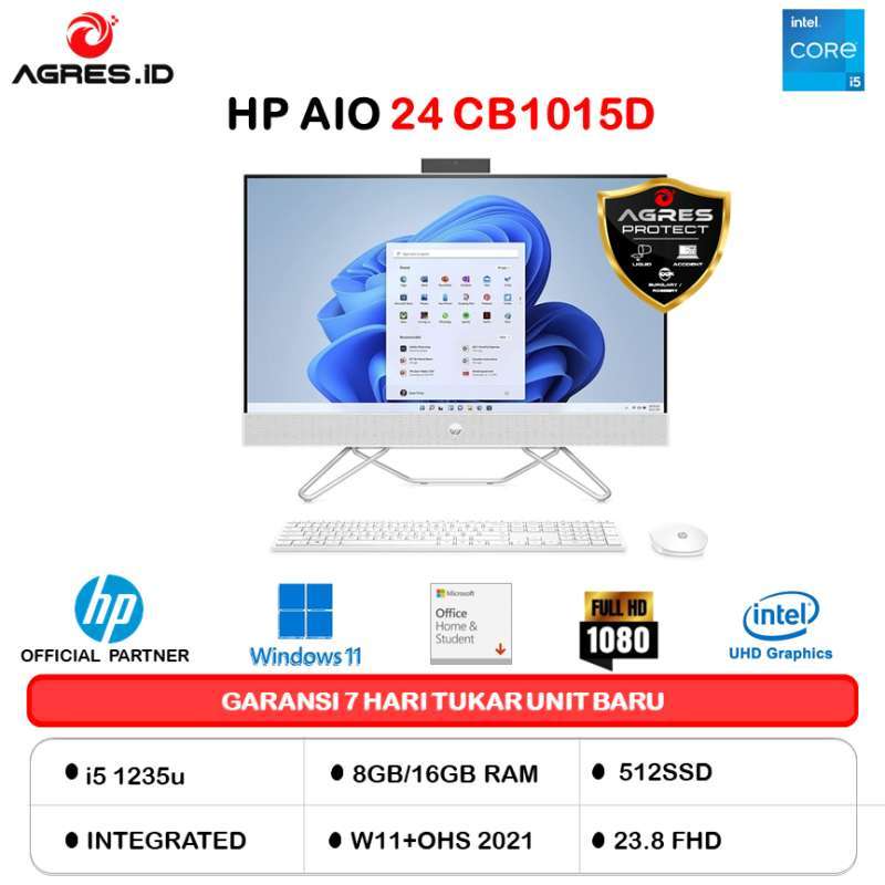 Promo Hp Aio 24 I5 1235 16gb 512gb W11+ohs 23.8fhd Wht -cb1015d Diskon ...