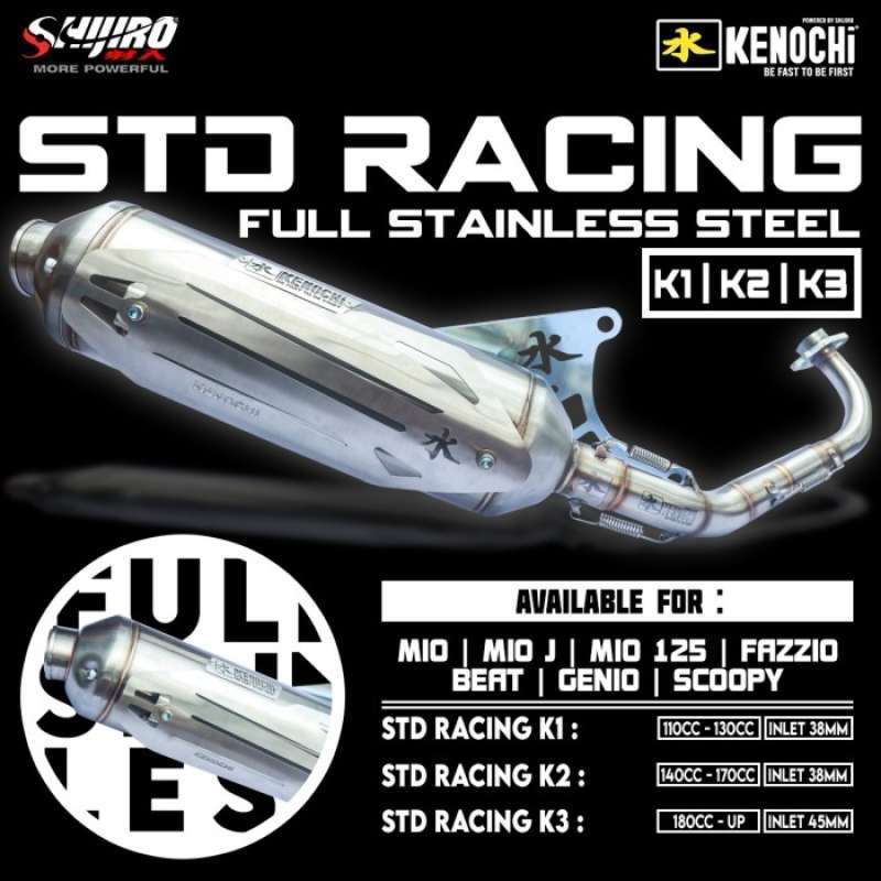 Jual Knalpot Standar Racing Kenochi Stainless For Mio Soul Smile Sporty ...