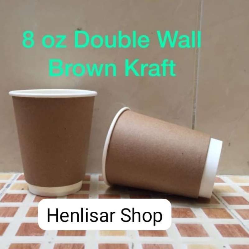 Jual Paper Cup Double Wall Kraft /gelas Kertas Coklat Tebal 8 Oz Isi 50 Pcs Di Seller Aghanim ...
