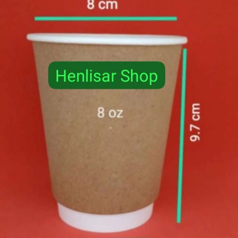 Jual Paper Cup Double Wall Kraft /gelas Kertas Coklat Tebal 8 Oz Isi 50 Pcs Di Seller Aghanim ...
