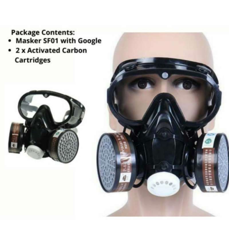 Jual Paket Masker Gas Respirator Filter Lab Anti Kimia Cat Safety Mask ...