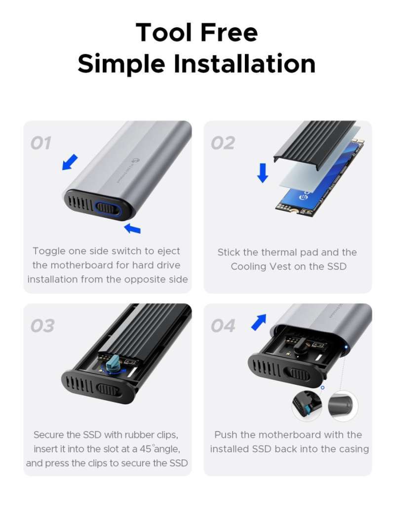 Promo Orico Axm2-g2 M.2 Nvme Ssd Enclosure With Silicone Protective ...