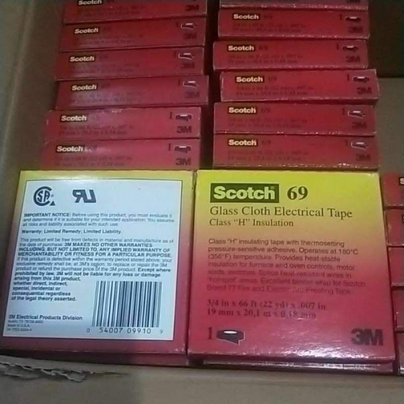 Jual 3m Scotch 69 Glass Cloth Electrical Tape 3/4inâ xâ 66â ft Di ...