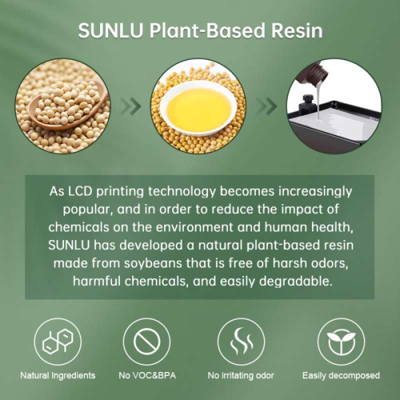 Jual Sunlu Bio Plant Resin 1 Kg 405 Nm Uv Light Curing Lcd Dlp 3d ...