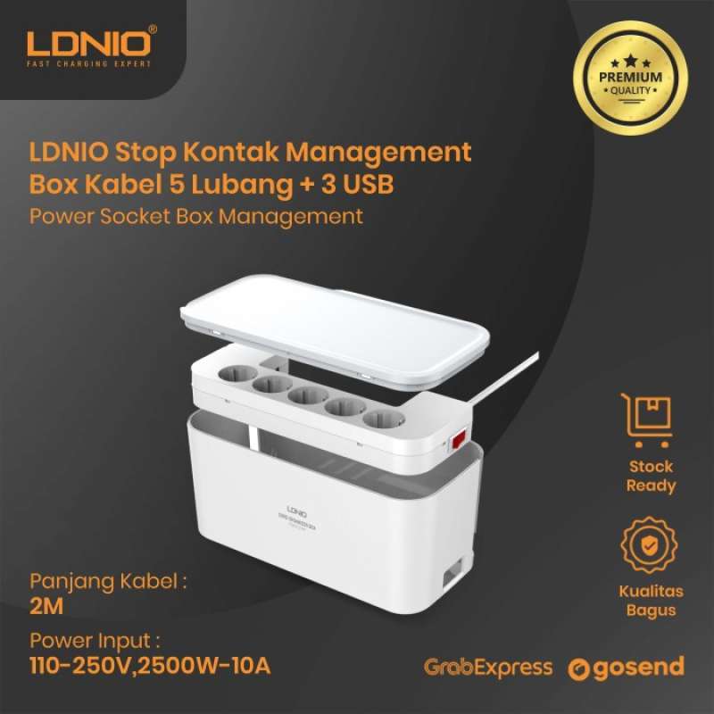 Jual Ldnio Stop Kontak Listrik Management Box Kabel 5 Lubang 3 Usb ...
