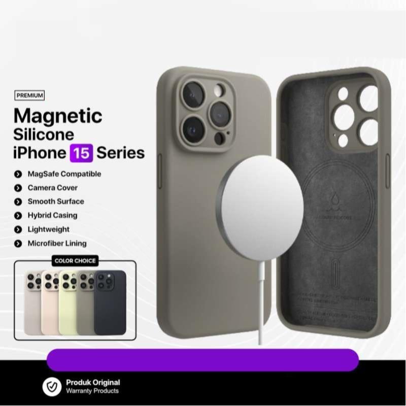 Promo Case iPhone 15 Pro Max 15 Pro Ringke Silicone Magnetic Soft Casing - Gray 15 Pro Max ...