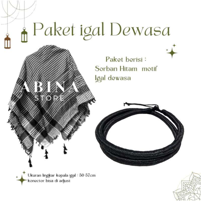 Jual Paket Sorban Plus Igal Dewasa Pengikat Kepala - Biru El + Igal Di ...