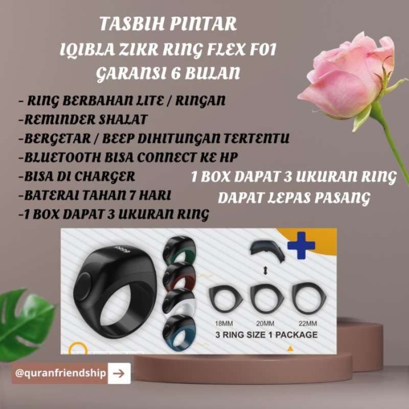 Jual Iqibla Zikr Ring Flex Pro F01 - 1 Box Dapat 3 Ukuran Di Seller ...