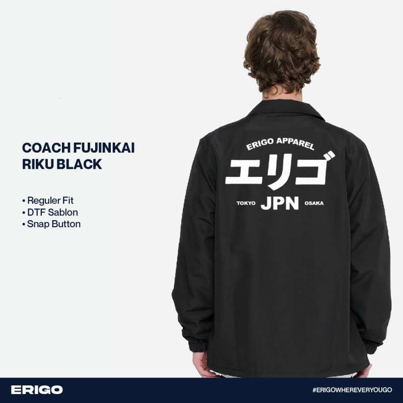 Promo Erigo Fujinkai Coach Jacket Dtf Riku Black Diskon 60% Di Seller ...