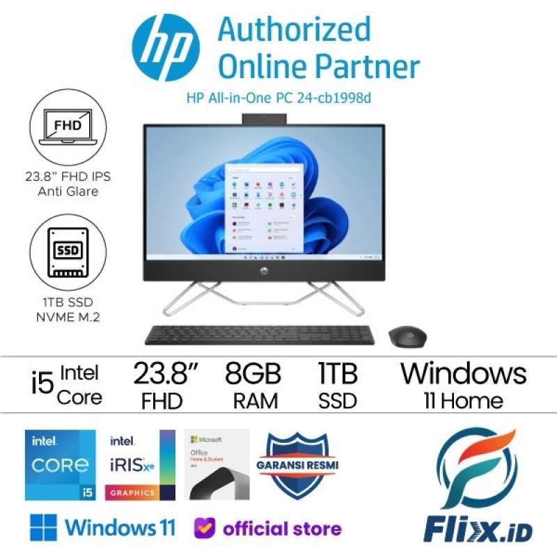 Jual Hp All-in-one 24-cb1998d/1999d Intel Core I5-1235u 8gb 1tb Ssd 23 ...