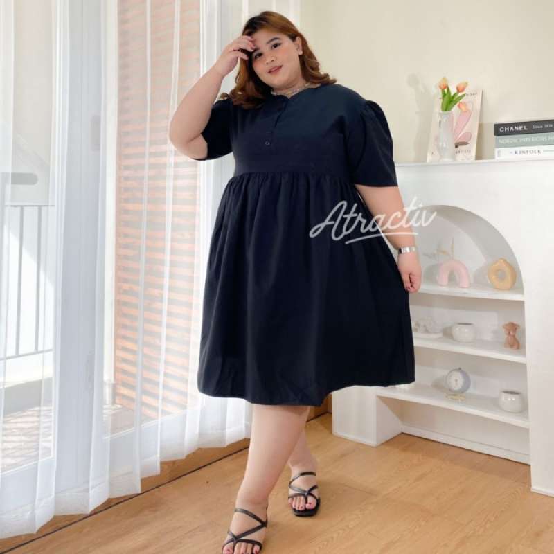 Jual Atractiv Midi Dress Big Size Ld120 Ld130 Ld135 Ld142 Dress Hitam ...