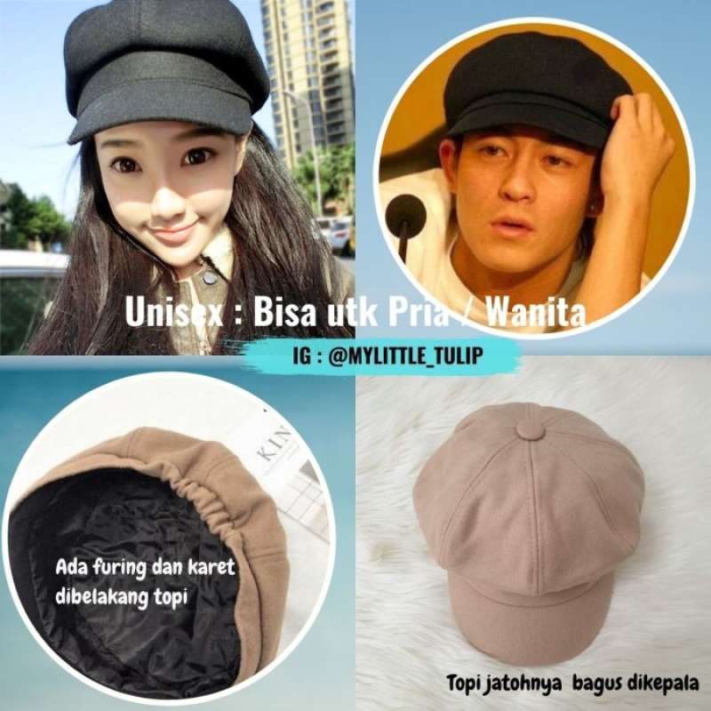 Promo Topi Baret Golf / Topi Beret Pelukis Retro Gaya Korea Wool Polos ...
