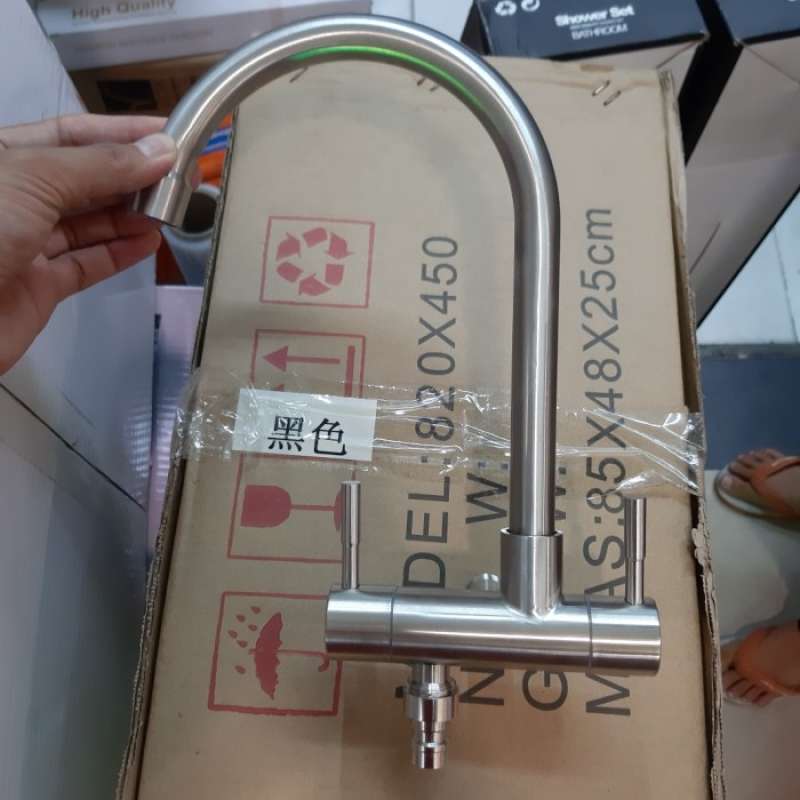 Promo Kran Kitchen Sink Stainless Double/kran Cuci Piring Cabang Mesin ...