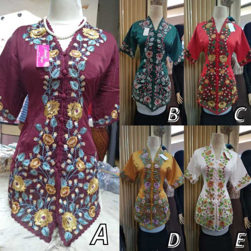 Jual Atasan Kebaya Modern Kebaya Encim Katun Bermotif Bordir5 Pilihan ...