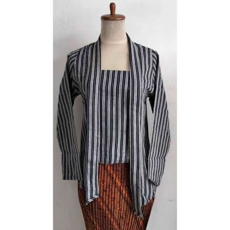 Jual Setelan Kebaya Lurik Wanita + Kain Jarik Pakaian Adat Jawa - Set Kebaya Abu S Di Seller ...
