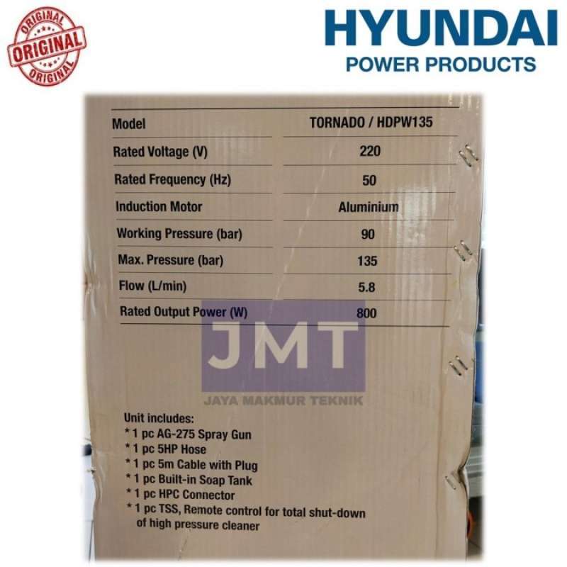 Promo Jet Cleaner Cuci Mobil Hyundai Tornado Hdpw135 135 Bar 800w ...