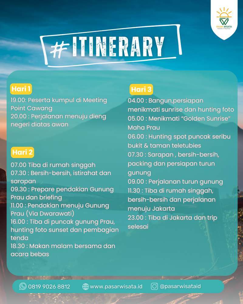 Jual Paket Wisata Travel Tour Liburan Gunung Prau Indonesia 3d2n Open ...
