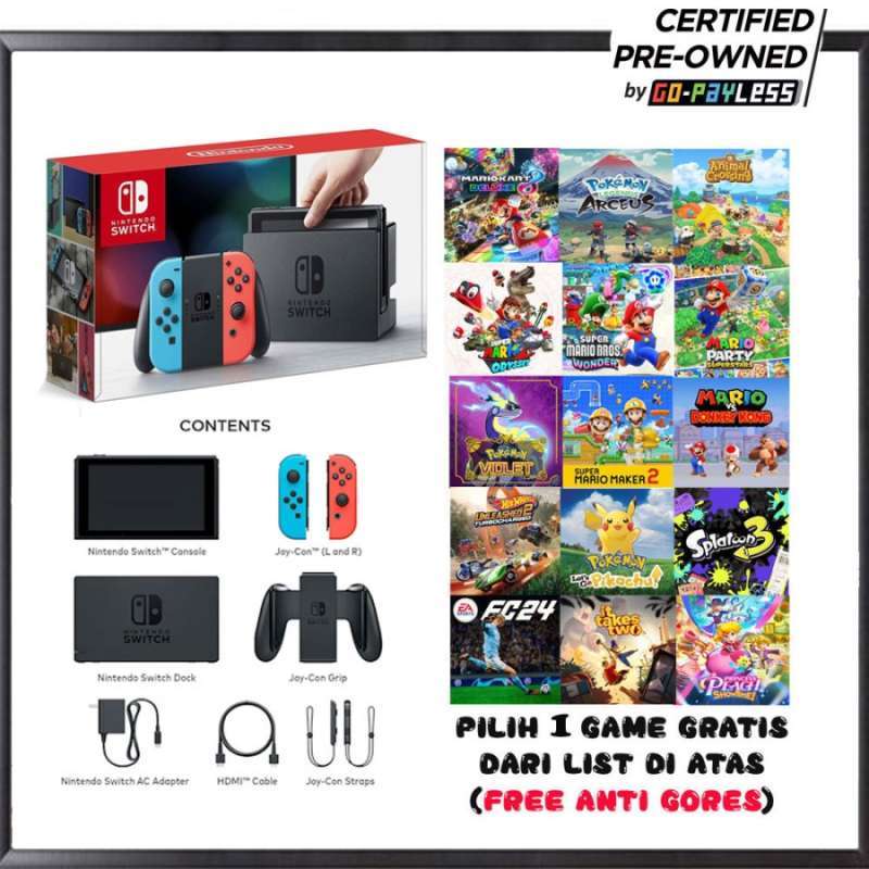 Promo Nintendo Switch V1 Console Full Set (preowned) Free 1 Game ...
