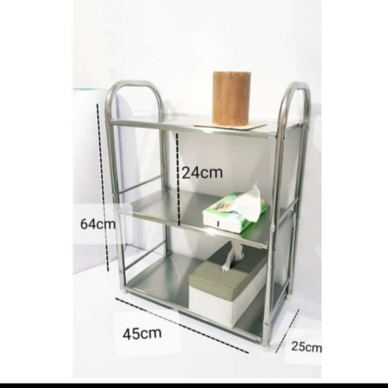 Promo Rak Besi 3 Susun Stainless Rtabel Serbaguna Alat Dapur Kantor 825 ...