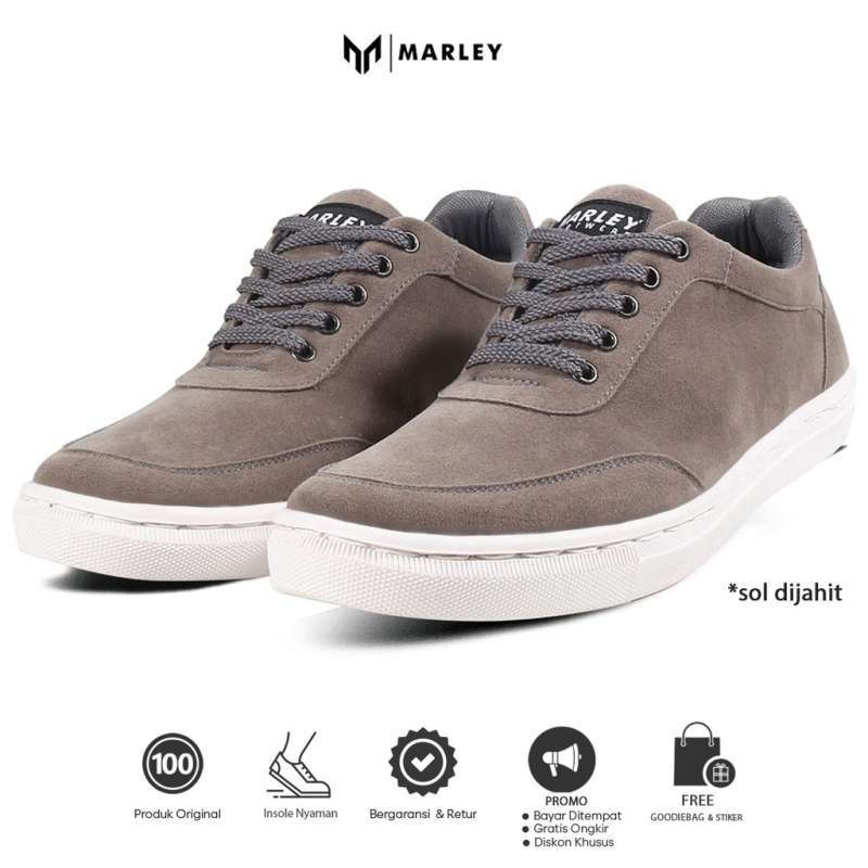 Promo Sepatu Sneakers Pria Casual Kets Kerja - Alva 10 Warna Abu Bahan Suede - 41 Diskon 27% Di ...