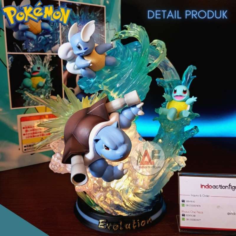 Jual Premium Statue Pokemon Squirtle Wartotle Blastoise Evolution Led ...