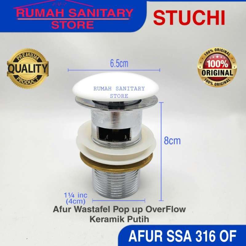 Promo Afur Wastafel Stuchi Ssa 316 Of Kepala Pop Up Keramik Putih Kuningan Diskon 23% Di Seller ...