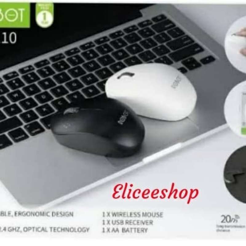 Promo Mouse Wireless Robot M210 2,4 Ghj-hitam Putih Diskon 23% Di Seller Lepimu Store ...