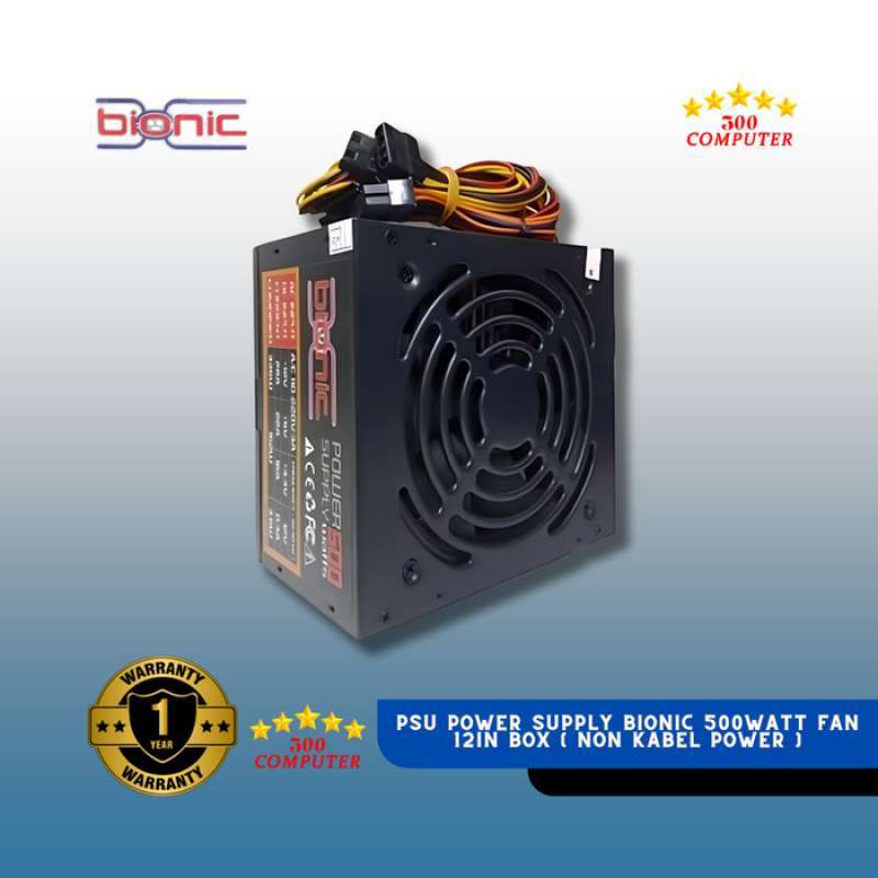 Promo Psu Power Supply Bionic 500watt Fan 12in Box ( Non Kabel Power ...