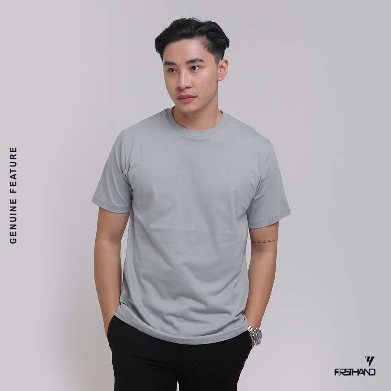 Jual Firsthand Baju Kaos Polos Lengan Pendek Abu Muda - Green Emerald L ...