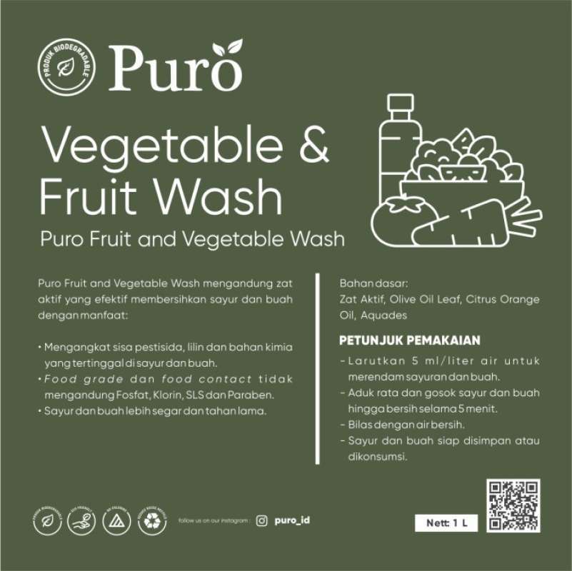 Jual Puro Vegetable And Fruit Wash 1 Liter - Obat Pencuci Sayur Dan ...