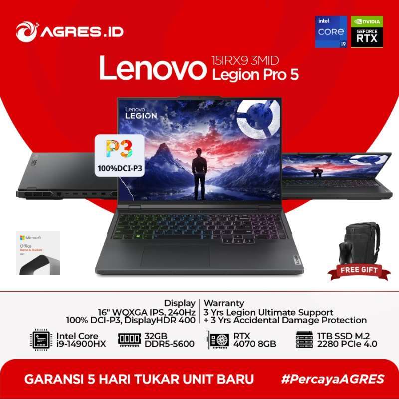 Promo Lenovo Legion Pro 5 16irx9 | I9 14900hx Rtx4070 32gb 1tb W11+ohs Diskon 9% Di Seller Agres ...