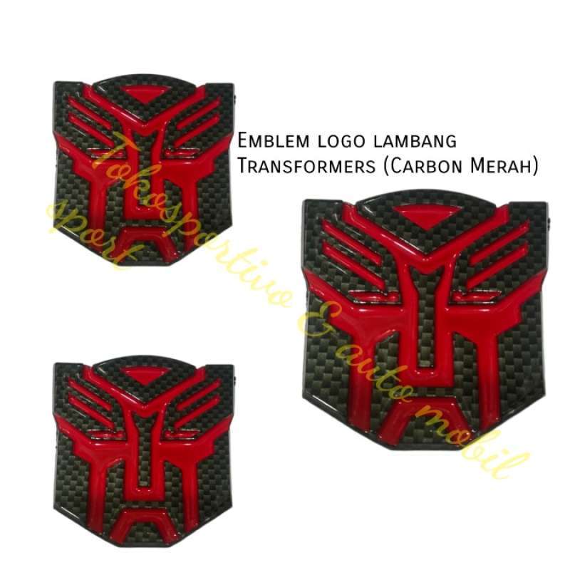 Promo Emblem Logo Lambang Transformers Carbon Merah Tempel Mobil Motor ...