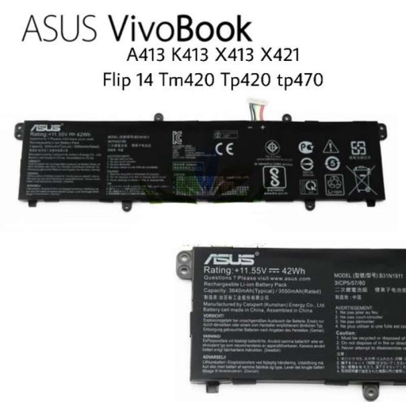 Promo Baterai Asus B31n1911 A413 A413e A413ep X413ja X421 Tm420 Tp420 ...