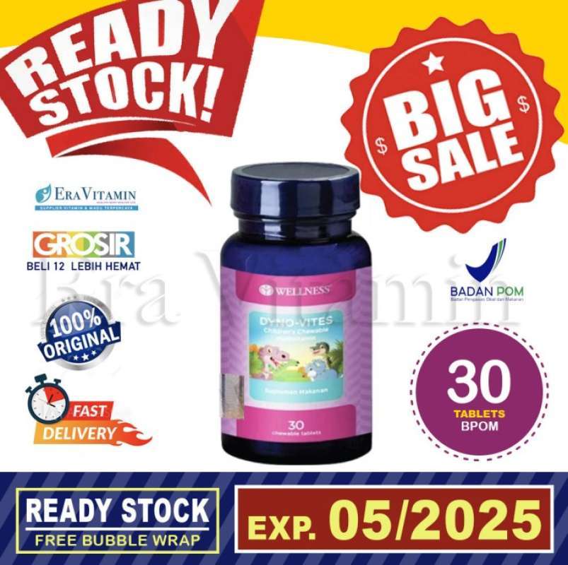 Promo Wellness Dyno Vites 30 Chewable Tablets Dino Vitamin Anak Kunyah ...