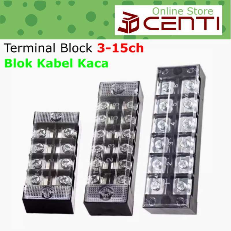 Jual Tb 15a 660v Terminal Block Kaca Cooper Blok Kabel Panel Mounted 3 4 5 6 8 10 12 15 Pole ...