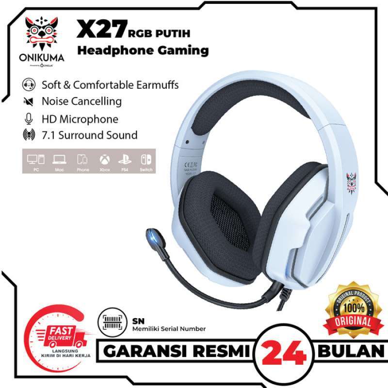 Promo Onikuma X27 Headphone Gaming White Rgb With Stereo Surround ...