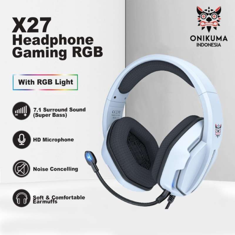 Promo Onikuma X27 Headphone Gaming White Rgb With Stereo Surround ...