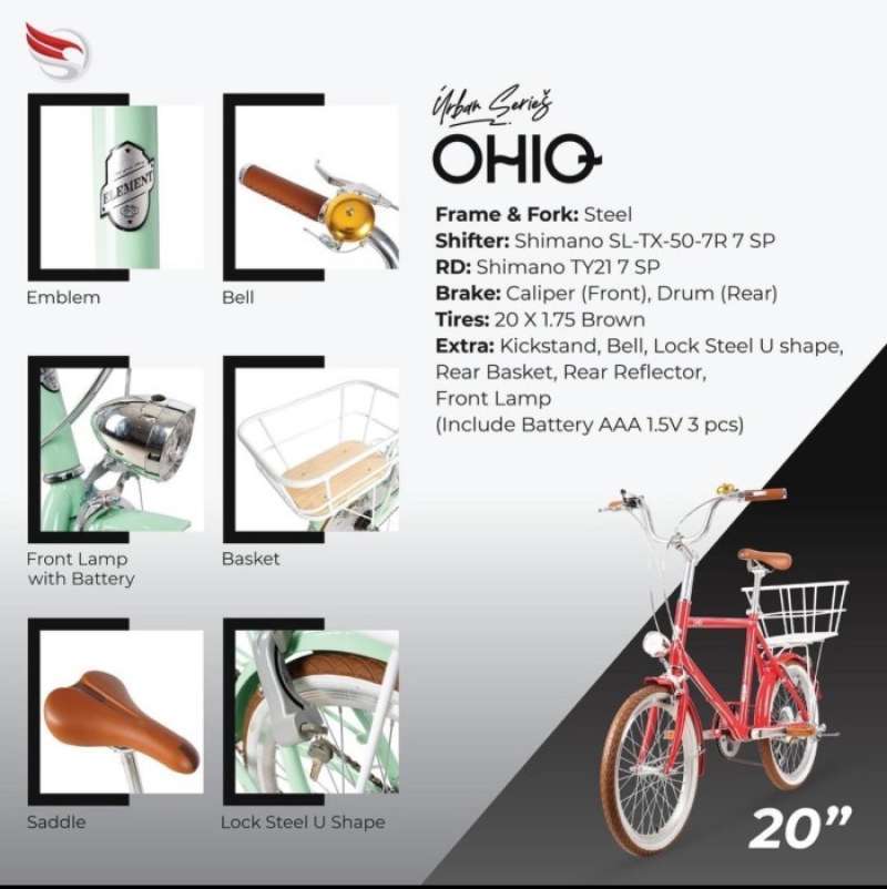 Promo Sepeda Element Ohio Urban Bike 20 Inch 7 Speed Discbrake Dewasa ...