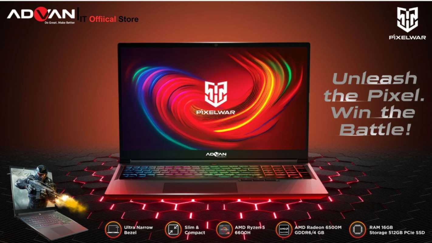 Jual Advan Gaming Pixel War ( R5 6600h 16gb 512gb 16 2,k Windows 11 ...