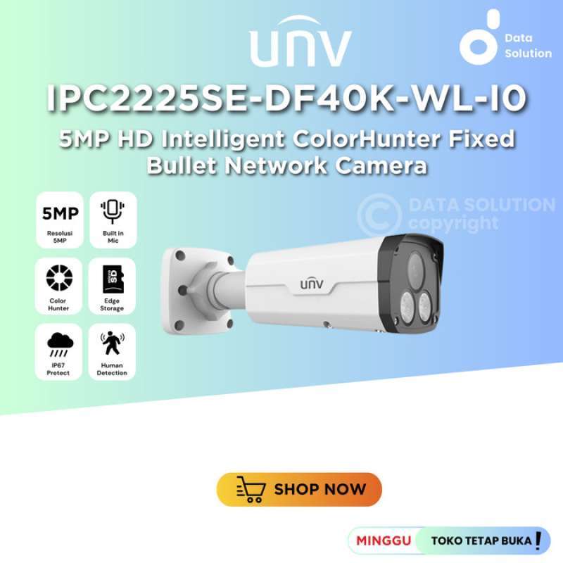 Promo Uniview Ipc2225se-df40k-wl-i0 5mp Hd Intelligent Colorhunter Fixed Bullet Network Camera ...