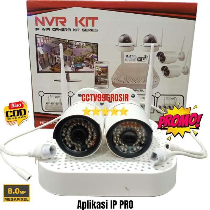 Promo Promo Paket Cctv Nvr Kit 8ch 2 Kamera Cctv Full Wireless Ip Cam