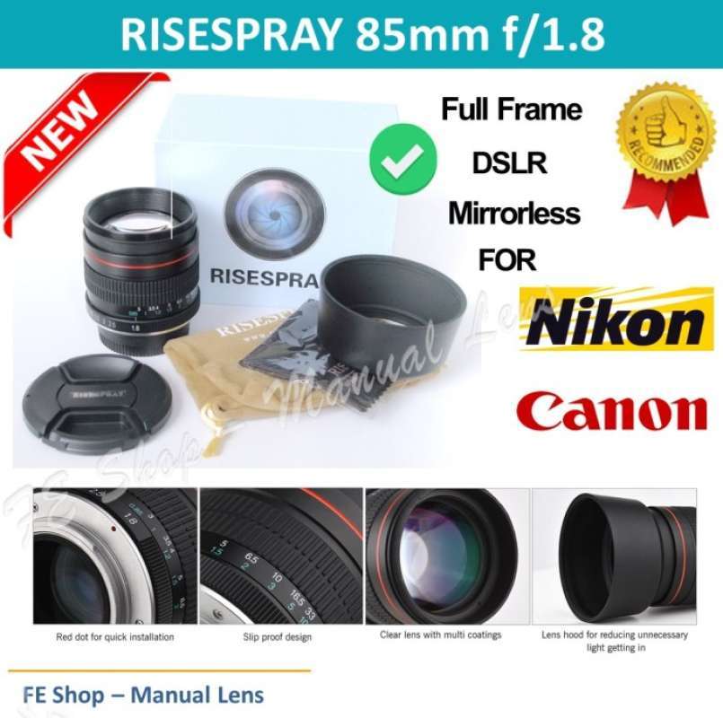 Promo Risespray 85mm F1.8 Dslr / Mirrorless Fullframe Prime Lens Canon Nikon Diskon 23% Di ...