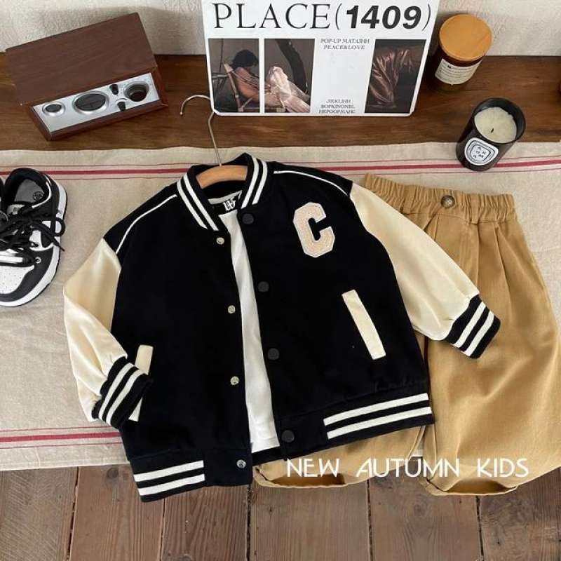 Jual Jaket Varsity Baseball Model Kancing Jaket Anak Cewek Cowok ...