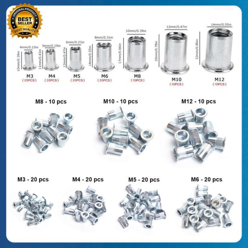 Promo Riveter Nuts Guns With Nut Isi 160pcs Hand Threaded Riveter Nuts ...