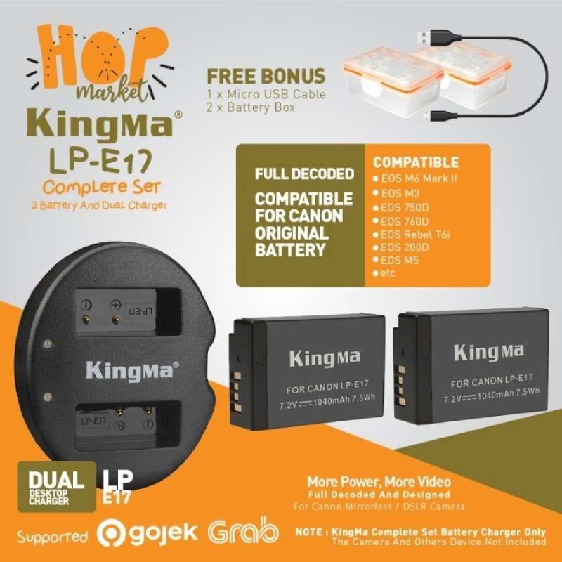 Jual Kingma Paket Complete Battery Charger Set Lp-e17 Canon M3 M5 M6 ...