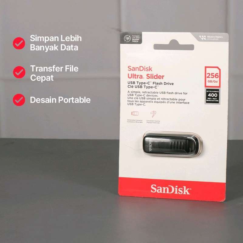 Jual Sandisk Ultra Slider Flashdisk Usb Type C 256gb - Sdcz480 - Black ...