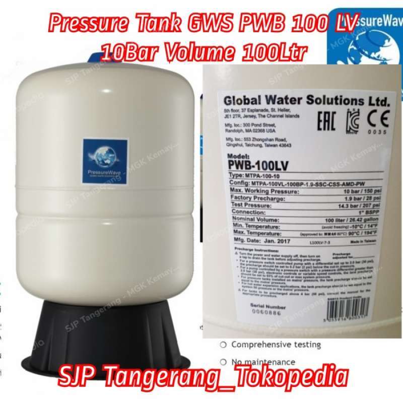 Promo Spare Part Pompa Pressure Tank Gws Pwb 100 Lv 10 Bar Volume 100 ...