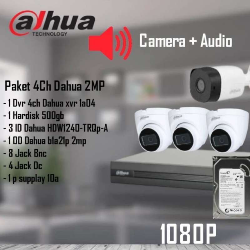 Promo Paket Cctv 4 4 Kamera Audio 2mp Lengkap Diskon 23% Di Seller ...